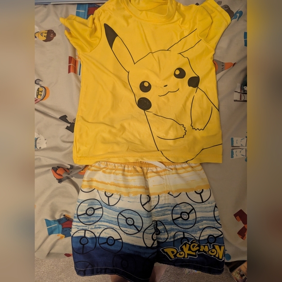 Pokemon | Swim | Pokemon Pikachu Swim Trunks And Rashguard Set | Poshmark